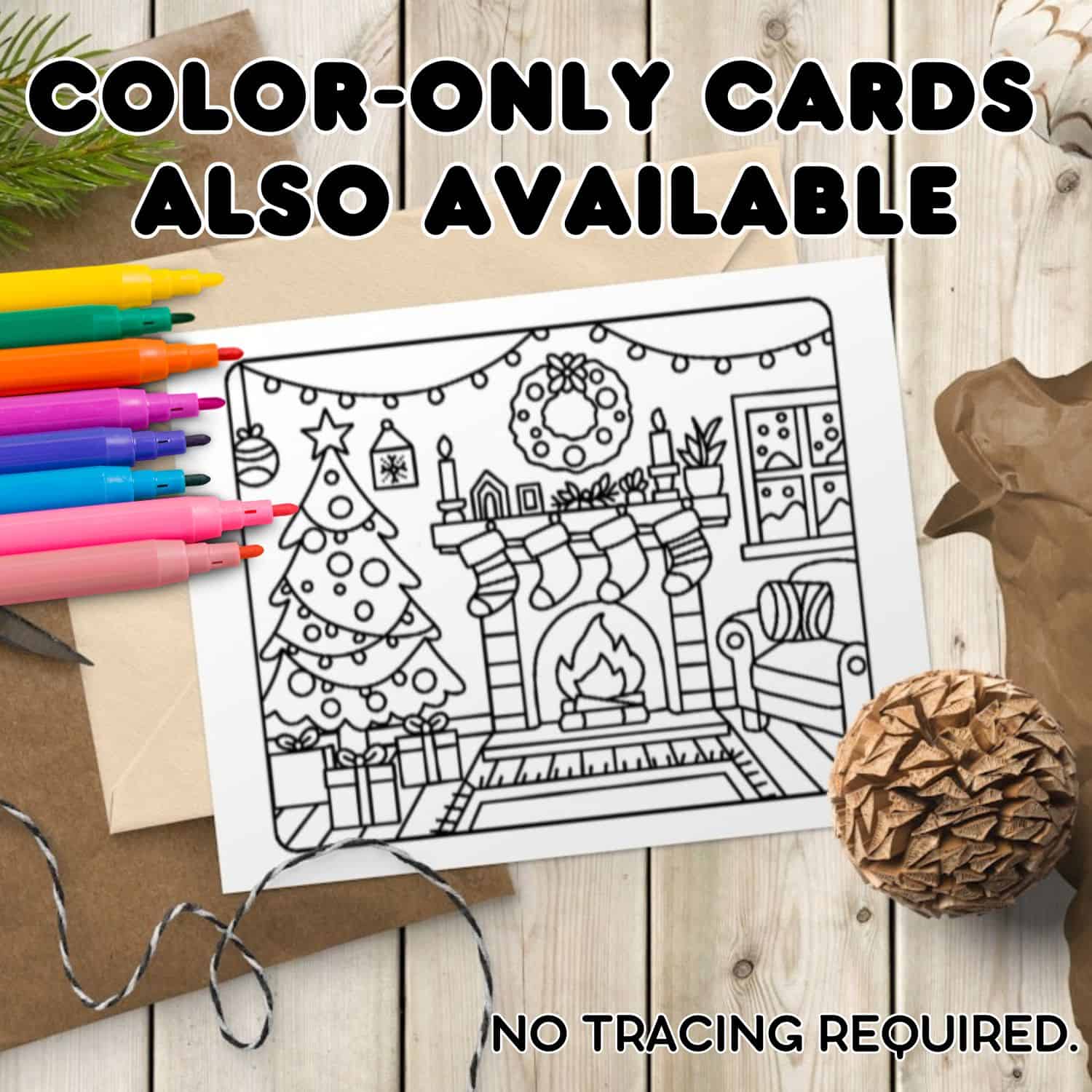 Color and Trace Christmas Cards - Color and Trace