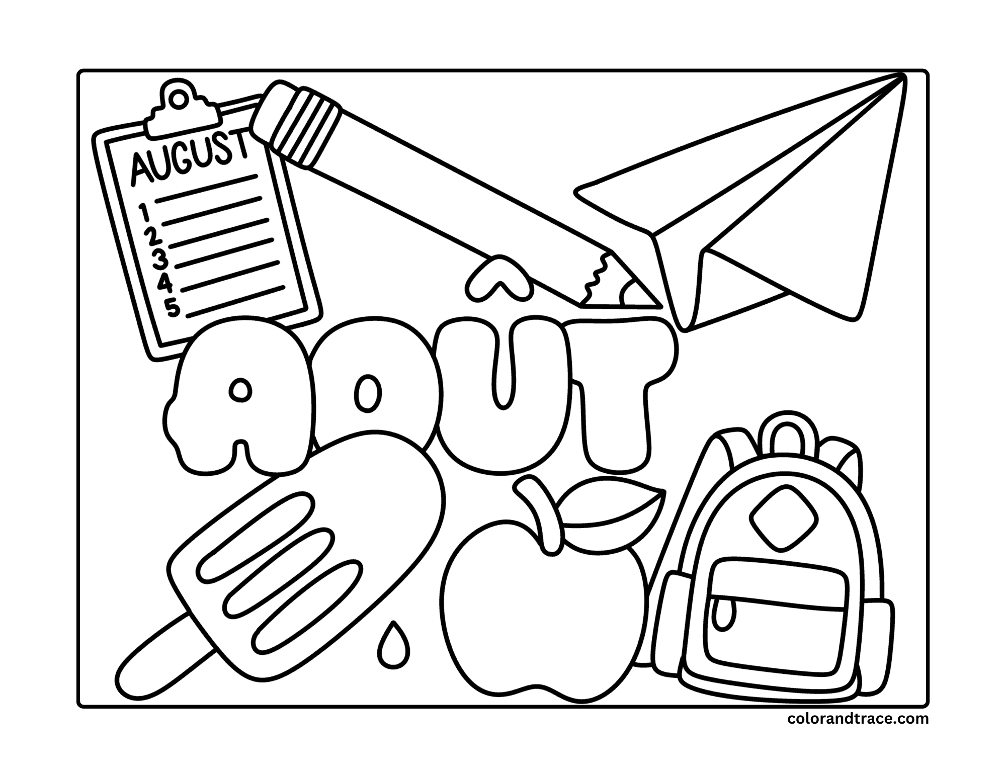 Août Coloring Page: Free French Class Printable - Color and Trace