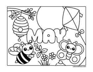 Free May Coloring Page: Printable for Kids - Color and Trace