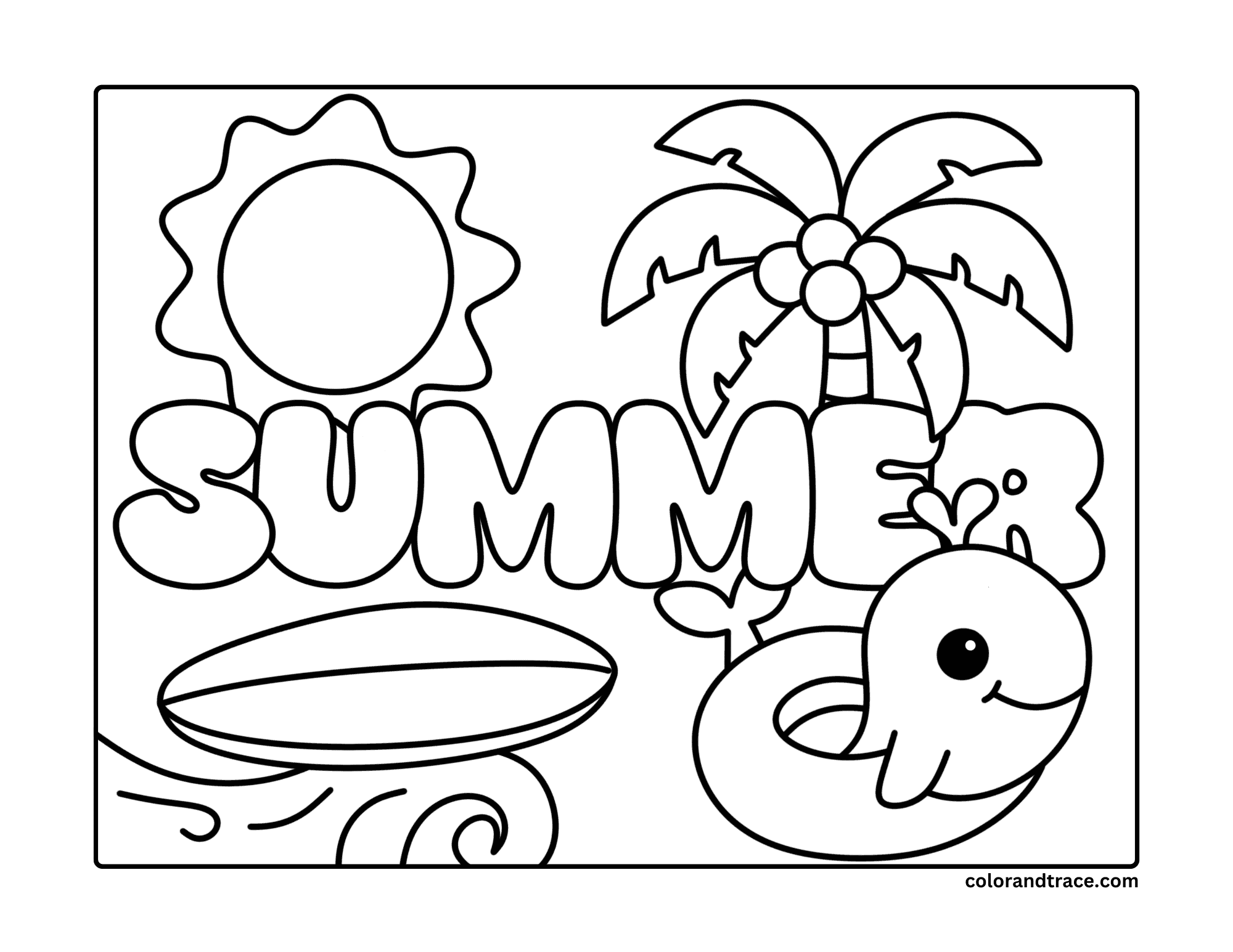 FREE Summer Coloring Page for Kids - Color and Trace