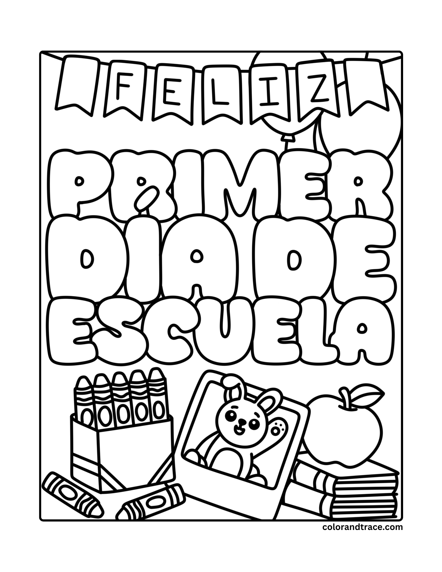 Free Primer Día de Escuela Coloring Page - Color and Trace