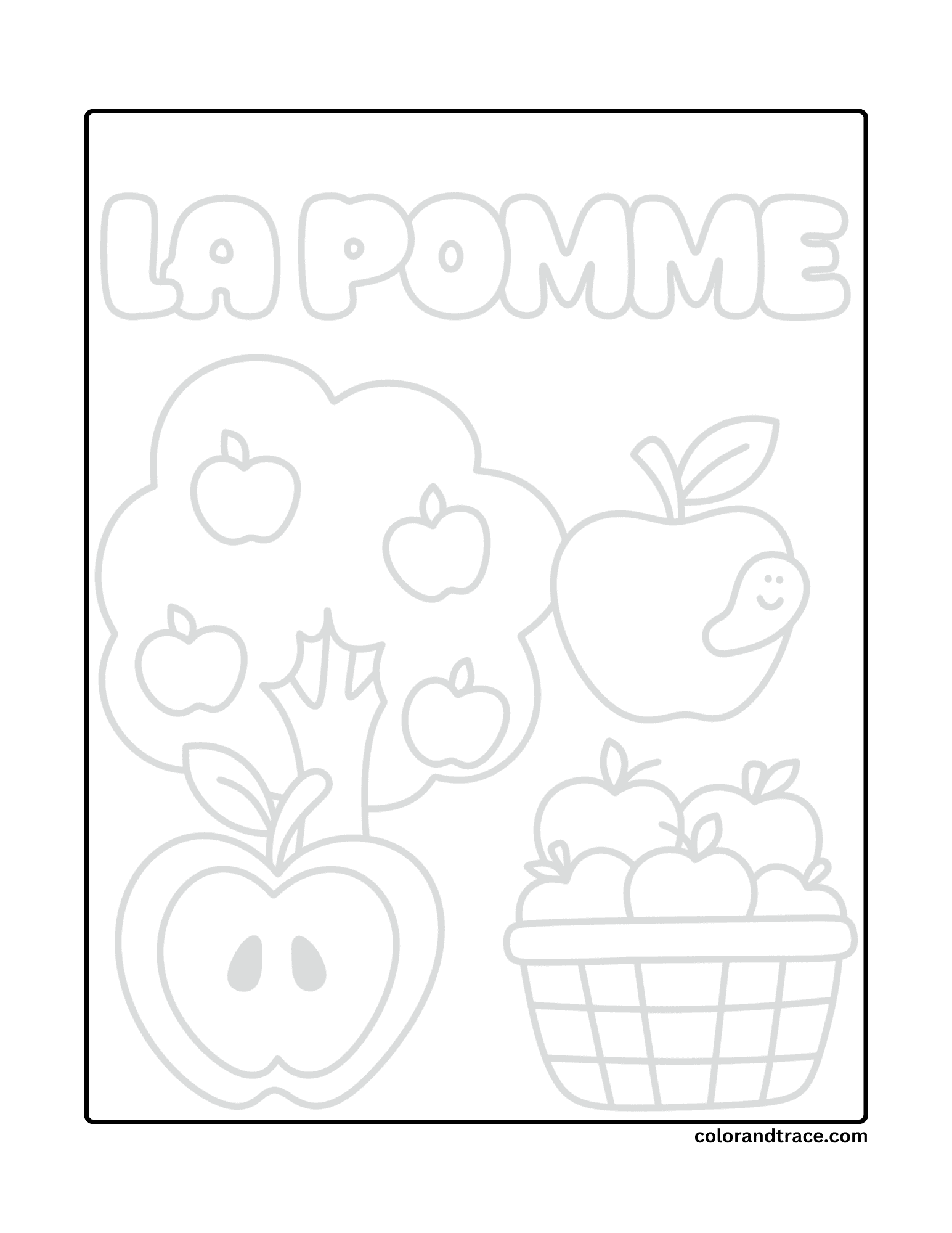 French Apple Day Tracing Page