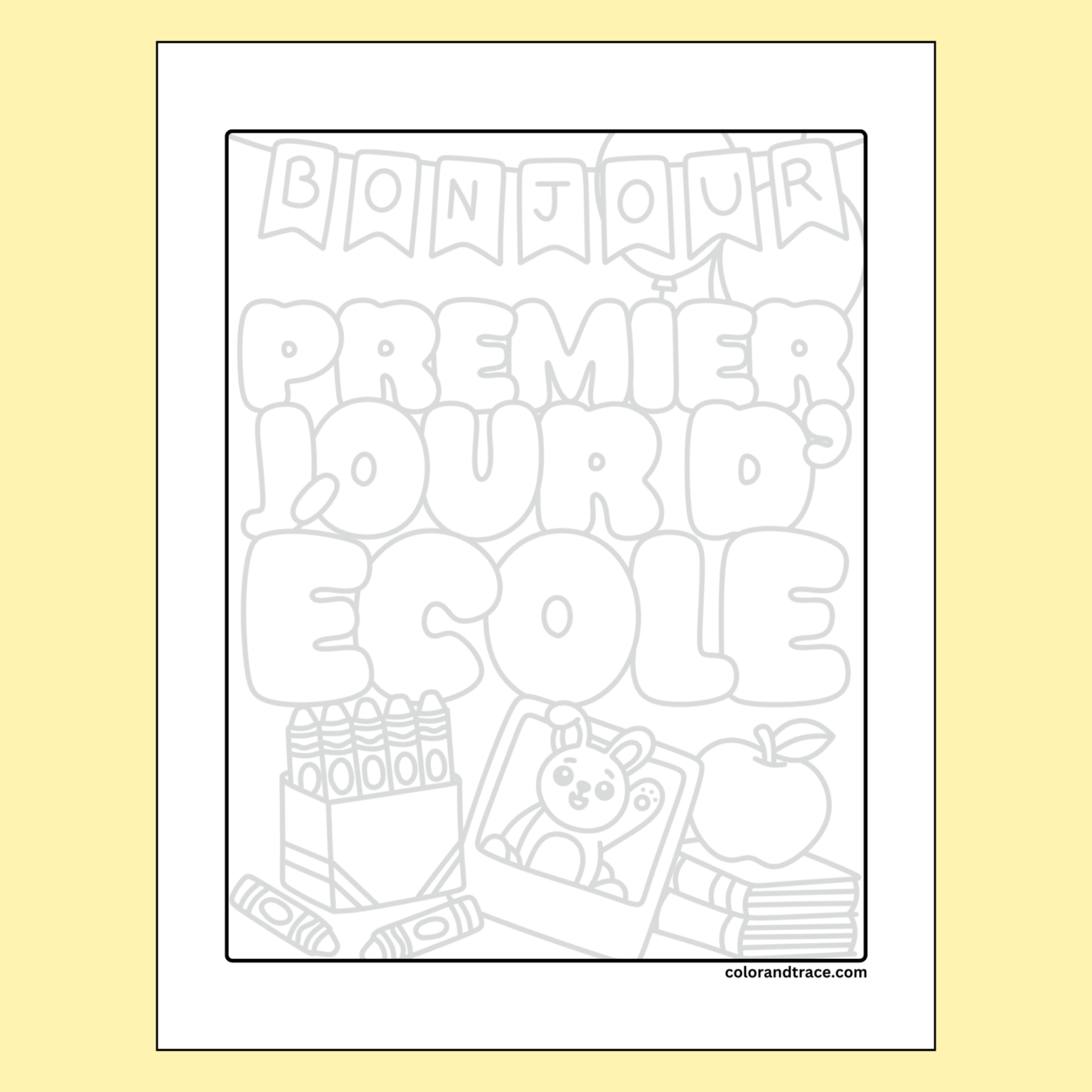 Free First Day of School Coloring Page - Color and Trace