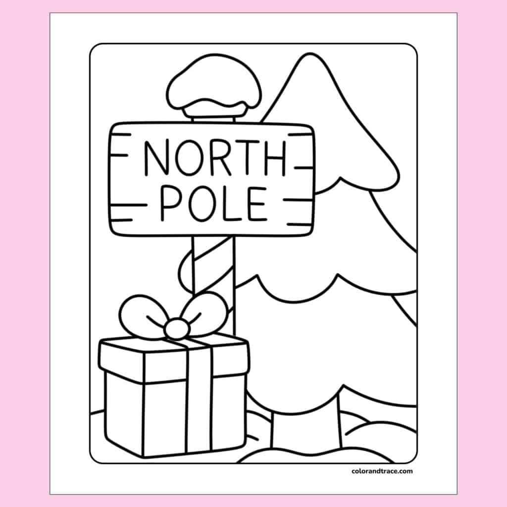 Free Printable Santa's Workshop Coloring Page PDF - Color and Trace