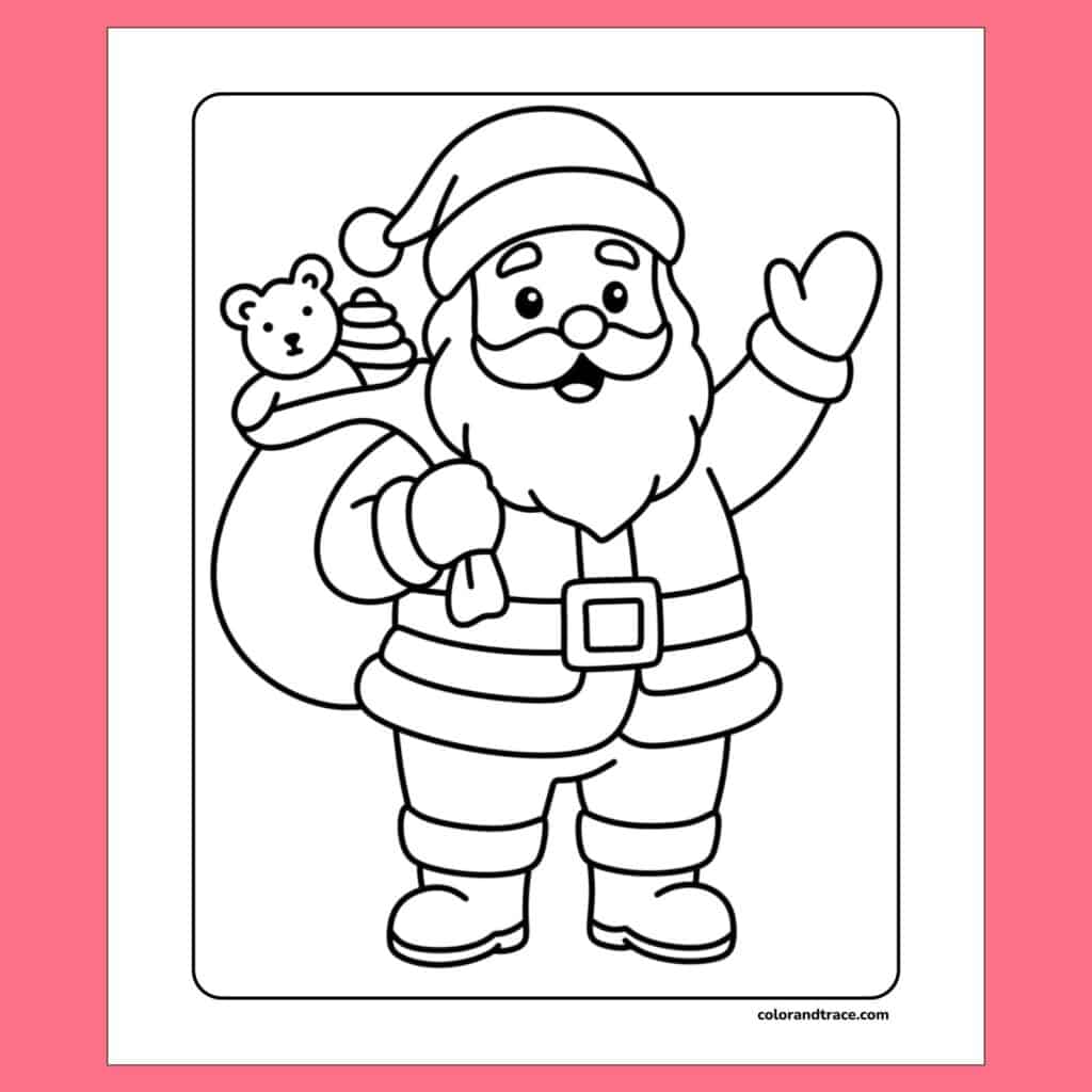 Free Printable Santa's Workshop Coloring Page PDF - Color and Trace