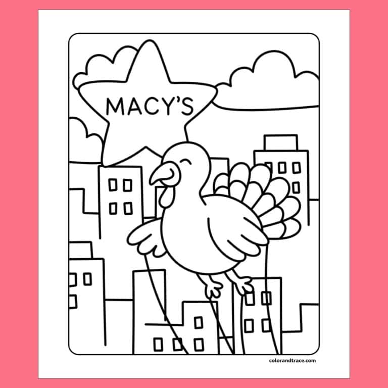 Free Printable Thanksgiving Parade Coloring Page PDF - Color and Trace