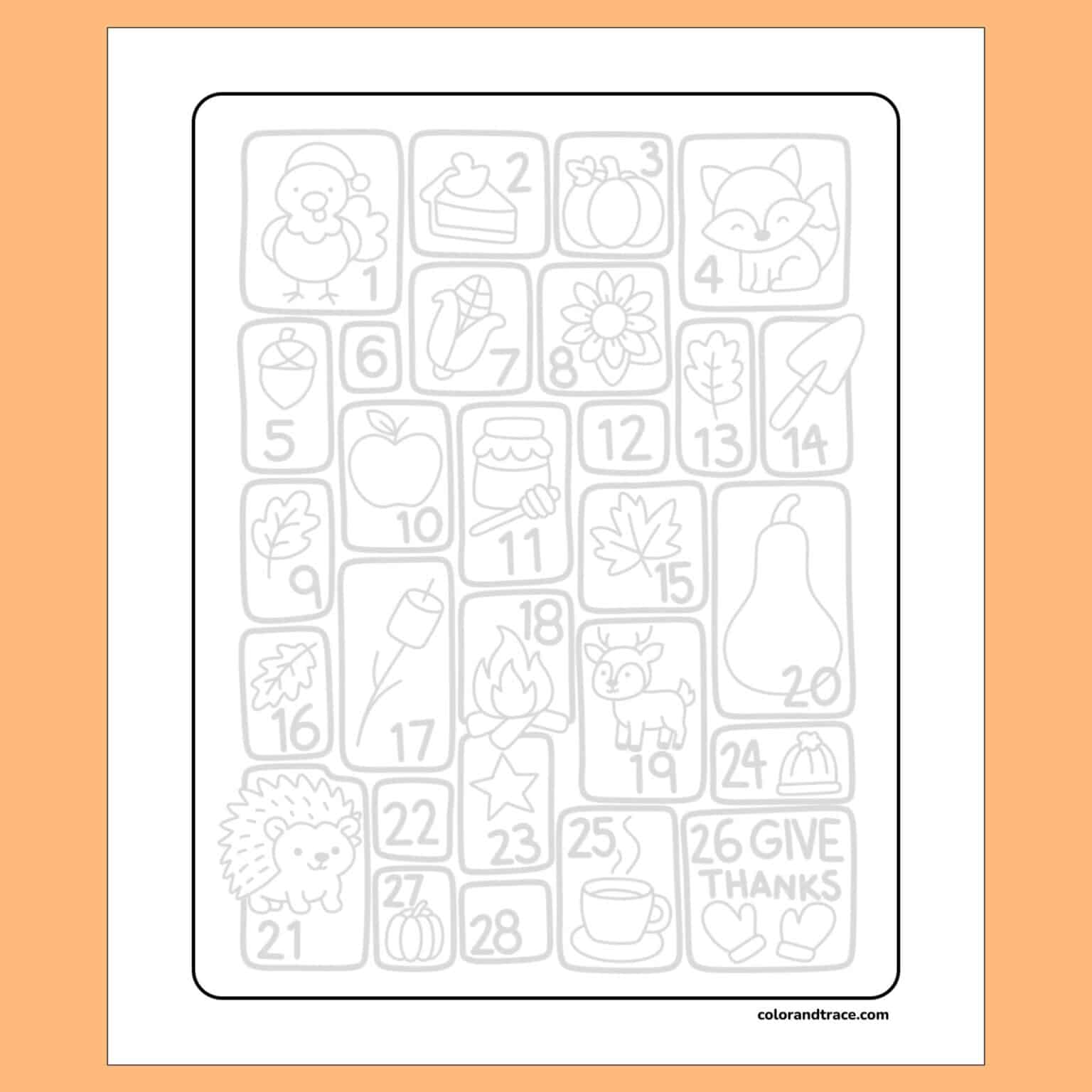 Free Printable Happy Thanksgiving Tracing Page PDF - Color and Trace