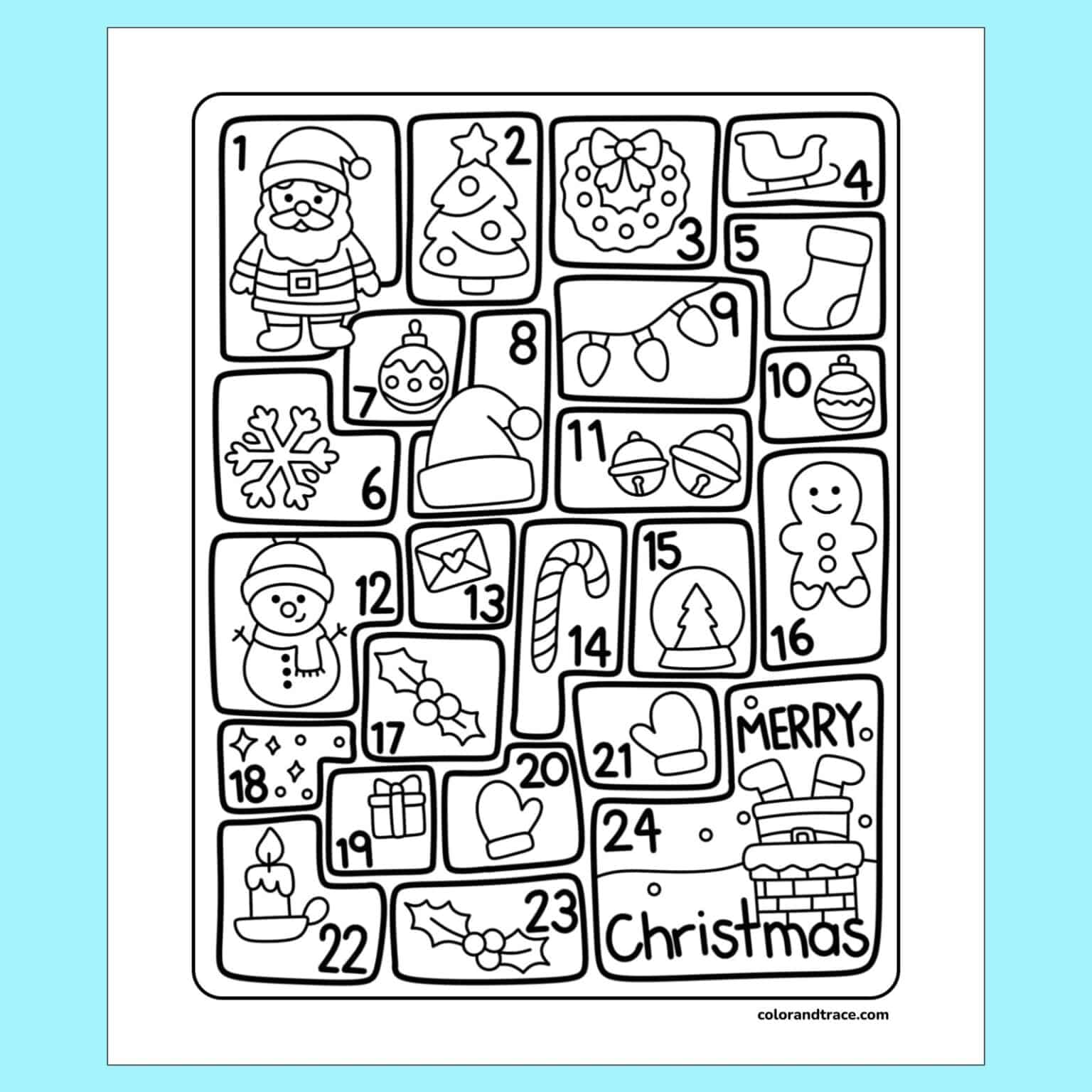 Free Printable Christmas Advent Calendar 2025 Coloring Page PDF - Color ...