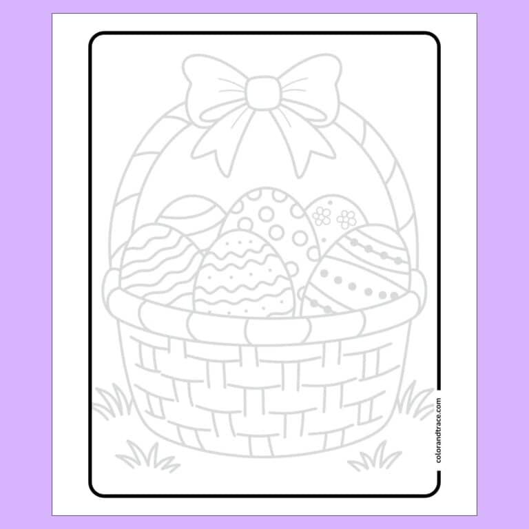 Free Printable Easter Basket Coloring Page PDF - Color and Trace